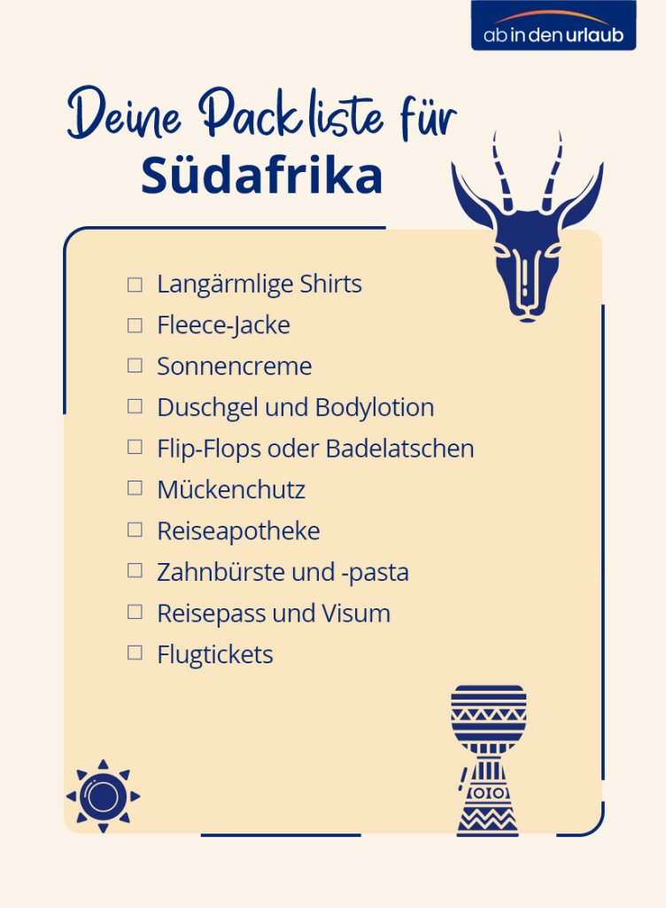 Packliste für Südafrika: Was alles am besten mitnehmen?
